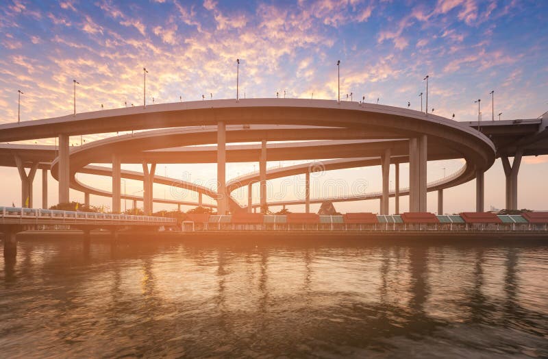 Highway Intersection River Front Stock Photo - Image of modern ...