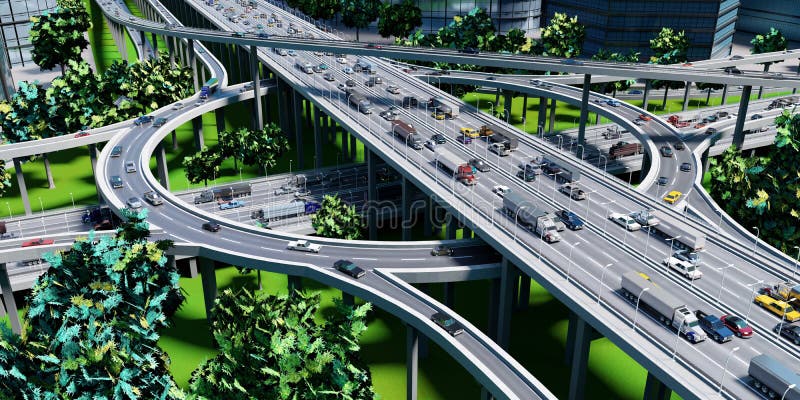 Highway Intersection/ Road Interchange with Roundabout Stock ...