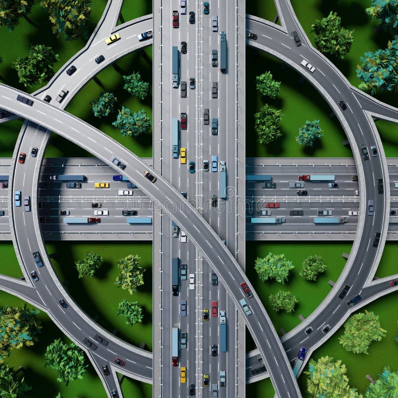 Highway Intersection/ Road Interchange - View from the Above Stock ...