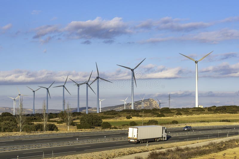 Highway on Its Way through a Wind Farm Stock Image - Image of asphalt ...