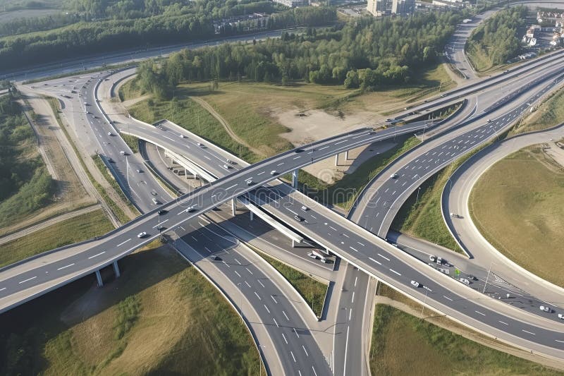 Highway Junction from Aerial View Stock Illustration - Illustration of ...