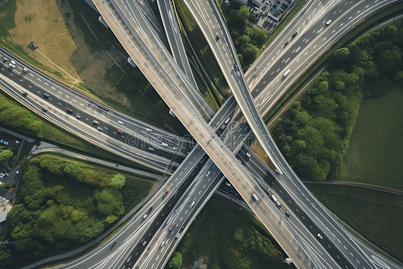 Highway Junction from Aerial View Stock Illustration - Illustration of ...