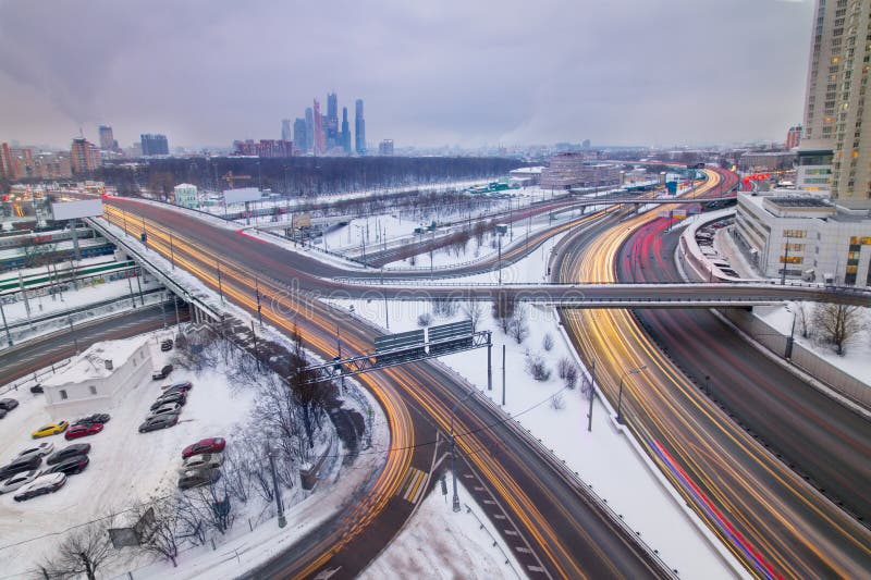 Highway Junction of Third Transport Ring at Dull Stock Photo - Image of ...