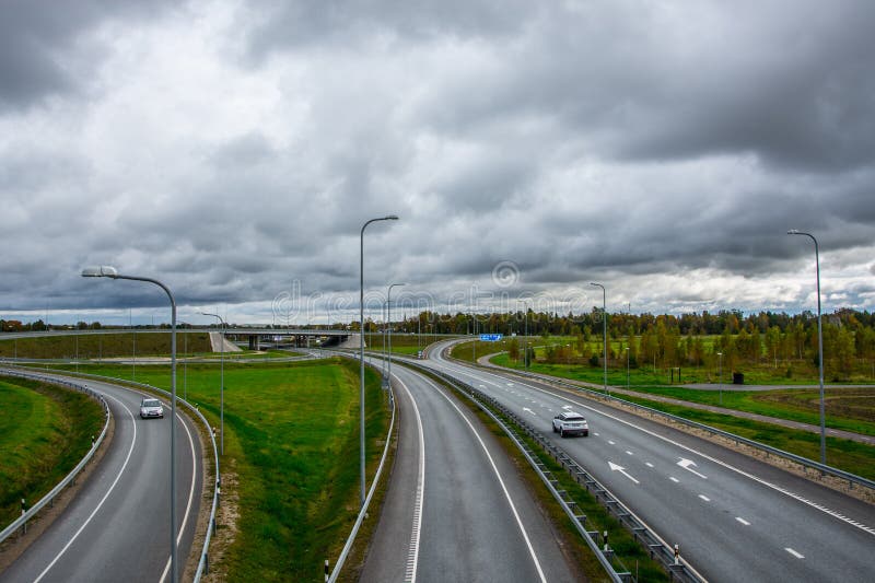 Highway Landscape, Massive Clouds Stock Photo - Image of asphalt ...