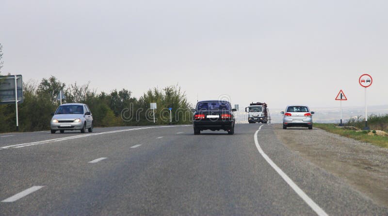 Highway Landscape with Moving Cars at Daytime Stock Photo - Image of ...
