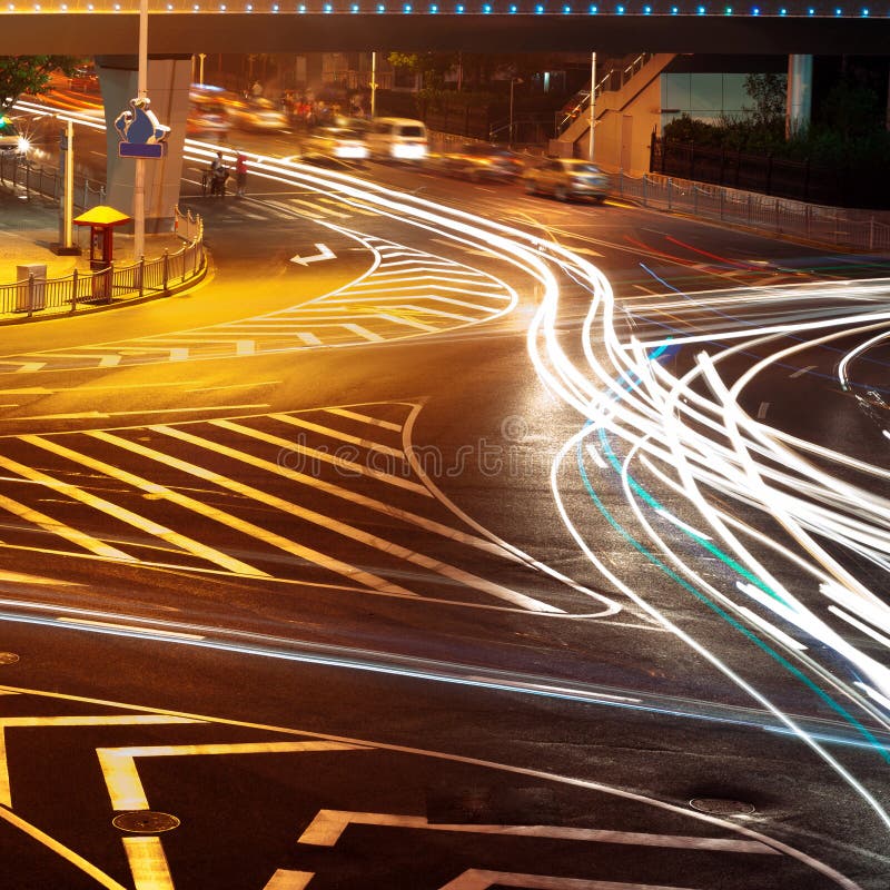 Highway light trails stock image. Image of commercial - 26929927
