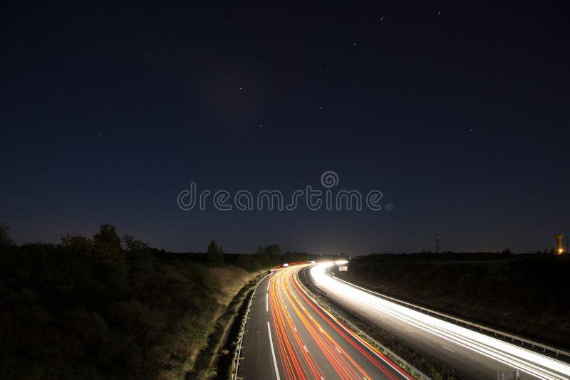 Highway stock image. Image of night, lights, dawn, white - 51447399