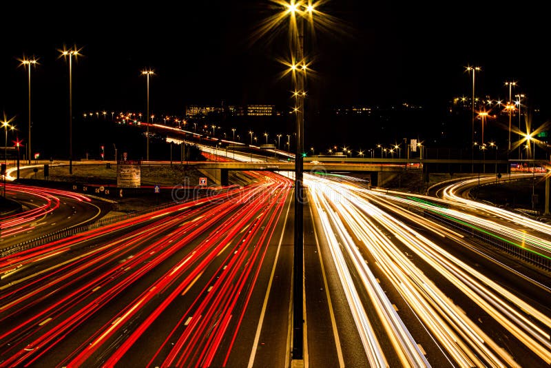 Highway Light Trails stock photo. Image of trails, south - 196495648