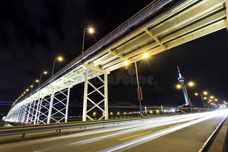 Highway in Macau at night stock image. Image of business - 32884665