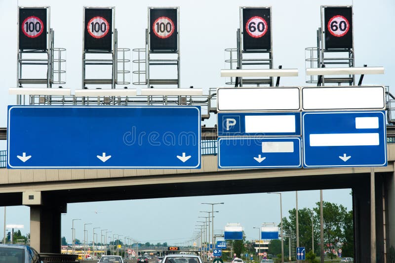 Highway with many signs stock image. Image of local, signage - 19559931