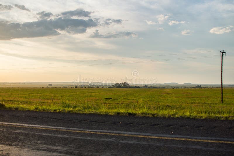 Highway and Meadows, Free State, South Africa Stock Image - Image of ...
