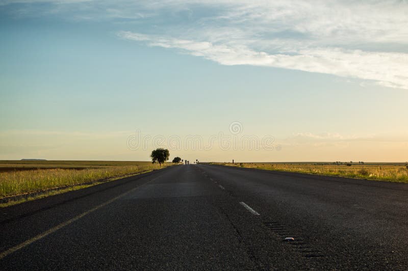 Highway and Meadows, Free State, South Africa Stock Image - Image of ...