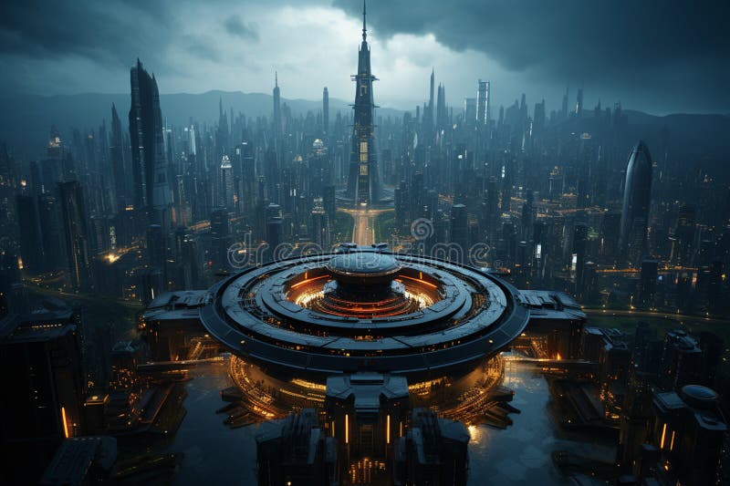 Highway of Metropolis in Rainy Day at Night Ariel View Stock Image ...