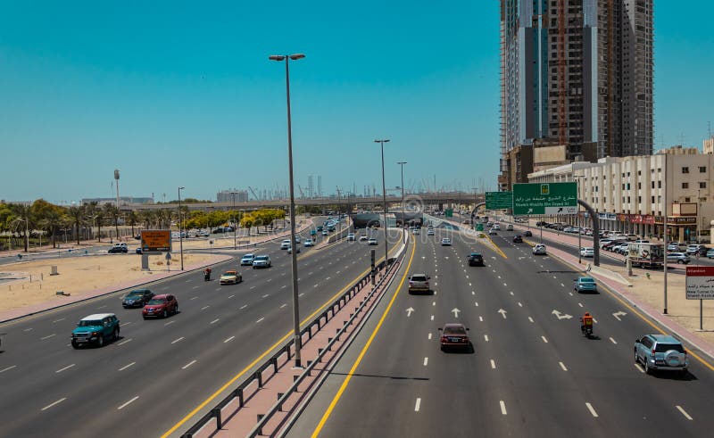 Highway Motor Way with Cars Editorial Image - Image of motor, walkway ...