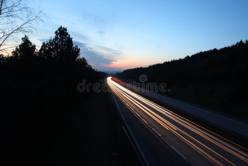 Highway - Motorway View at Late Sunset Stock Image - Image of blue ...