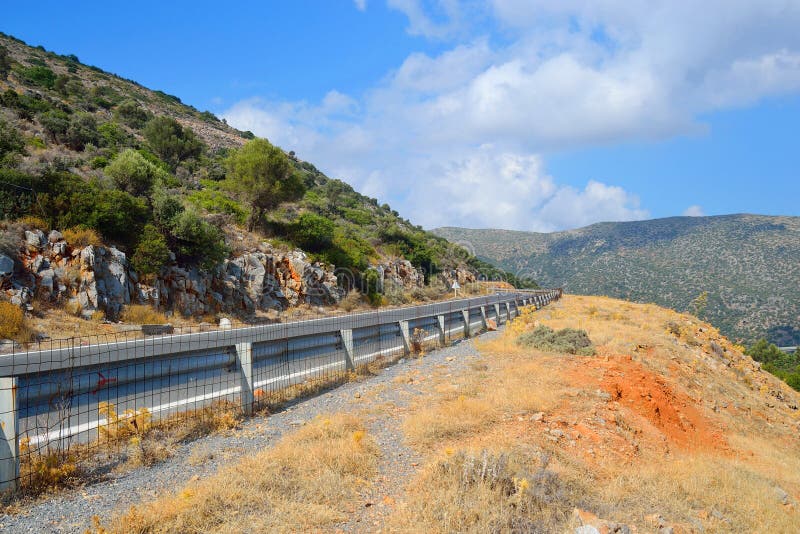Highway in the Mountains of Crete. Stock Photo - Image of high, cloud ...