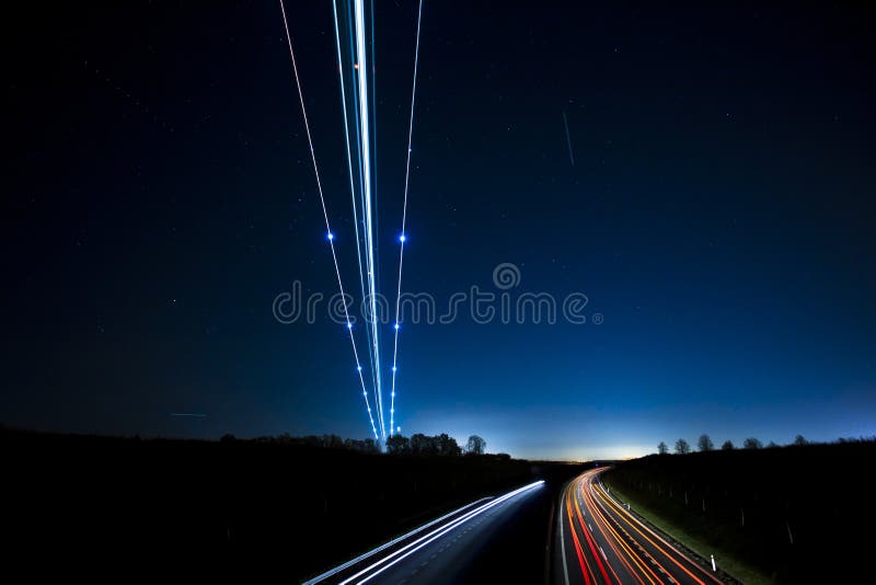 Highway at night stock image. Image of glow, meteor, flight - 26174185