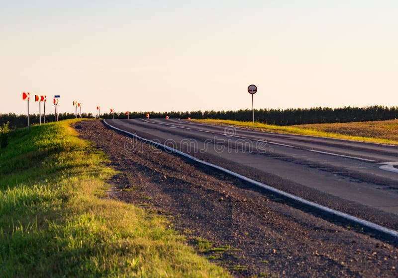 Highway Outside the City at Night Stock Image - Image of evening ...