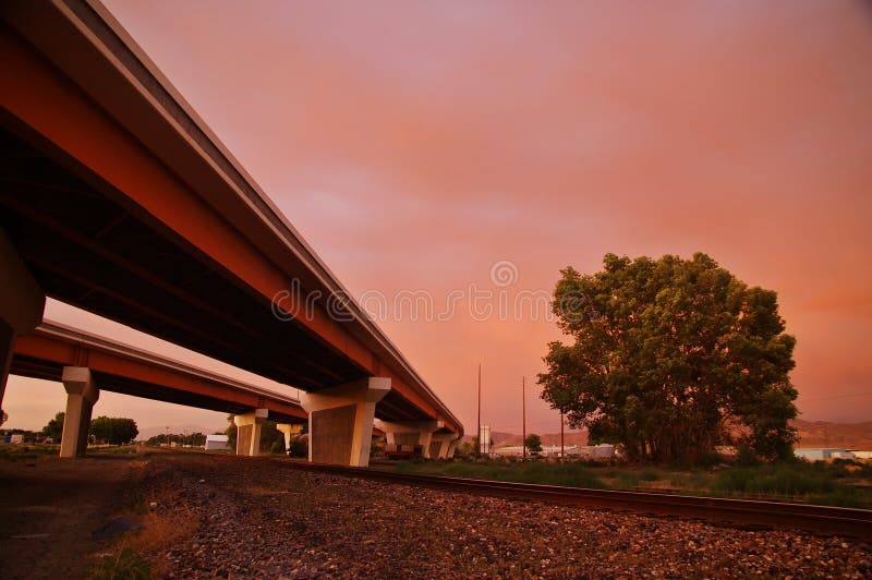 Highway overpass stock photo. Image of highway, sunset - 1235954