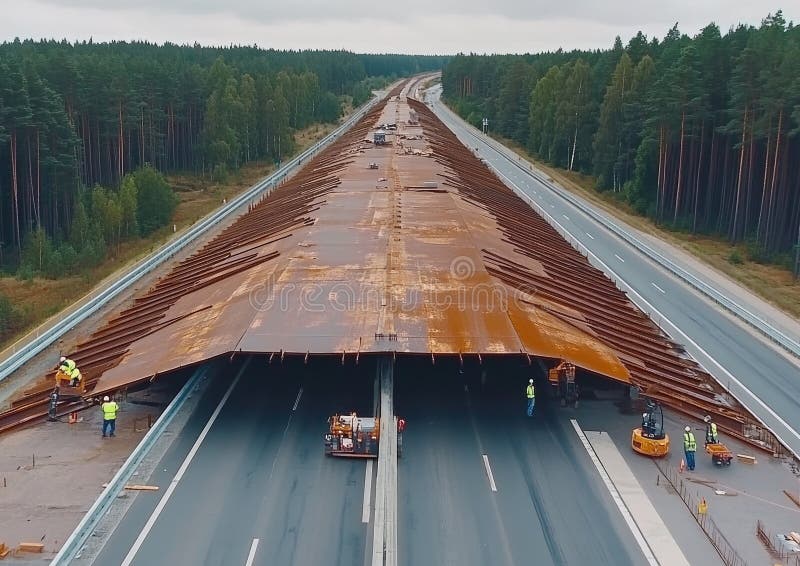 Highway Overpass Construction Stock Illustration - Illustration of ...