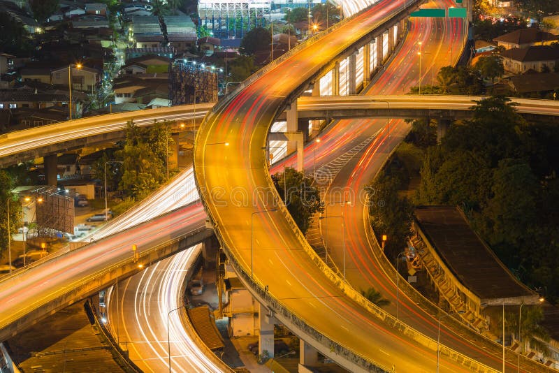 Highway Overpass Intersection Long Exposure Stock Photo - Image of ...