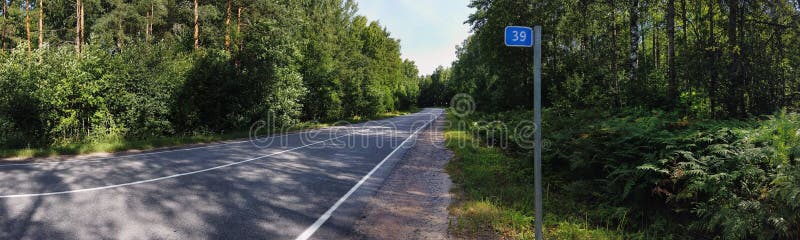 Highway Paved Road through the Forest and a Column Stock Photo - Image ...