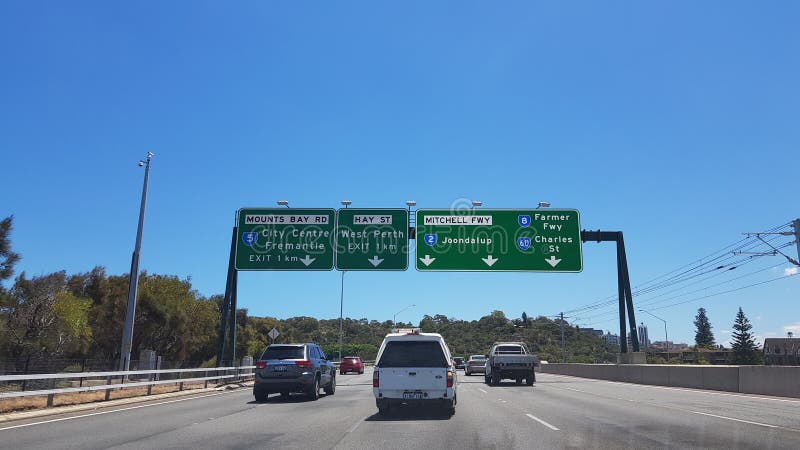 Perth Western Australia Road Trip. Freeway with Kangaroo Sign on Road ...