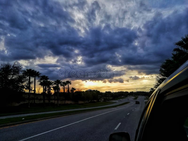 Highway Photo of Sunset at Orlando Florida Stock Image - Image of ...