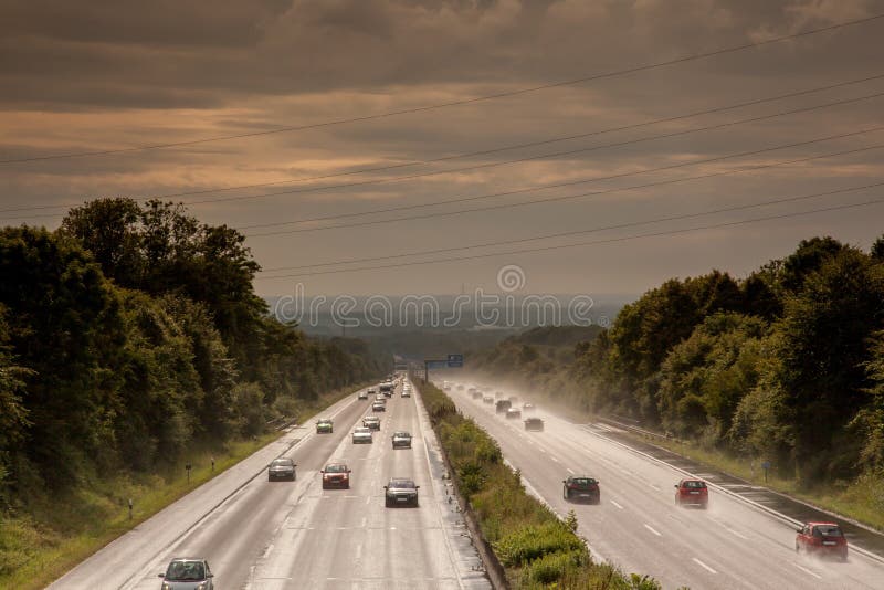 Poor Visibility on the Road in Winter Day Stock Photo - Image of ...