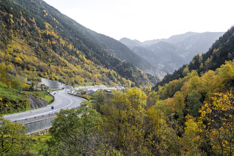 Highway in the Pyrenees in Andorra Stock Image - Image of mountains ...
