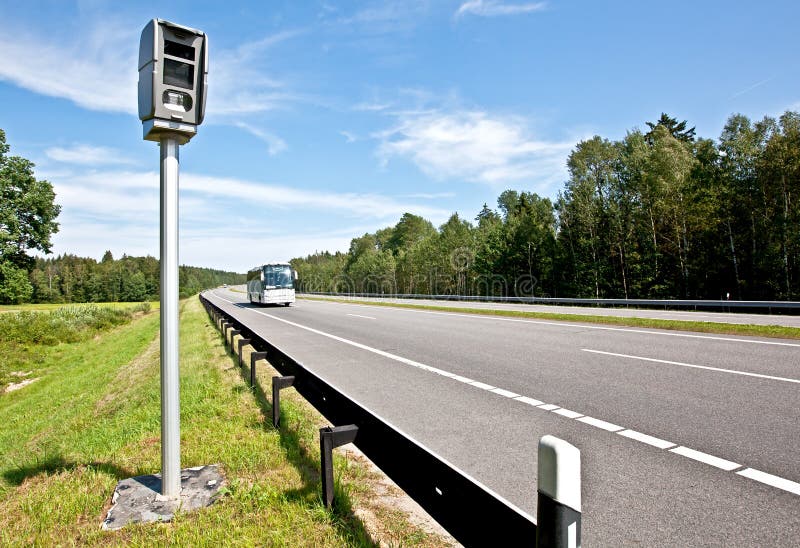 Highway and Radar Speed Camera Stock Photo - Image of flash, speed ...