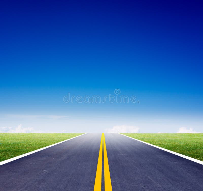 Highway road with blue sky stock photo. Image of pavement - 65762788