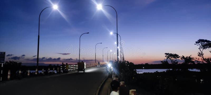 Highway Road Bridge and Sunset Photo Stock Image - Image of road ...