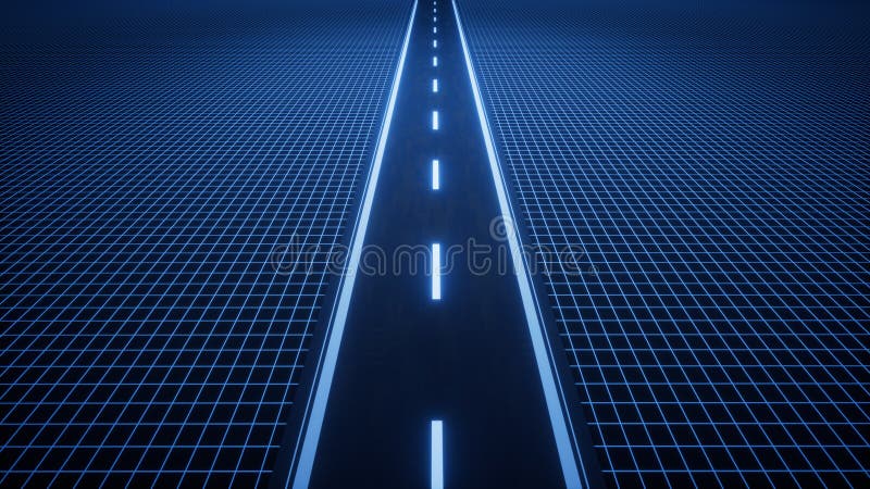 Highway Road with Digital Space Background, 3d Rendering Stock ...