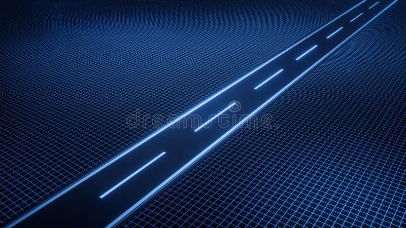 Highway Road with Digital Space Background, 3d Rendering Stock ...