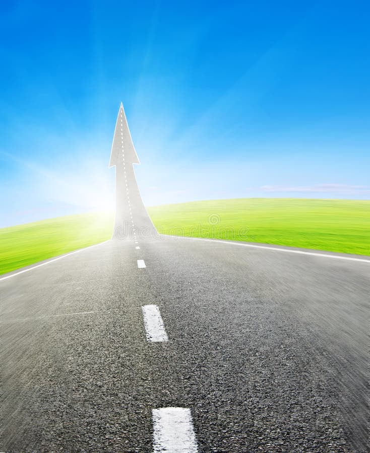 Highway Road Going Up As an Arrow Stock Photo - Image of lane, succeed ...