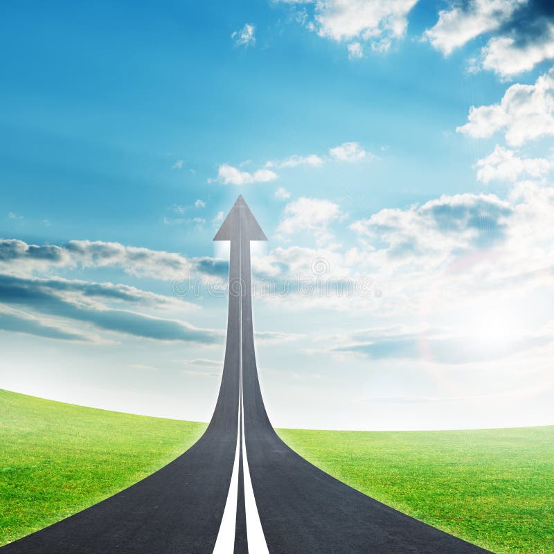 Highway Road Going Up As an Arrow Stock Illustration - Illustration of ...