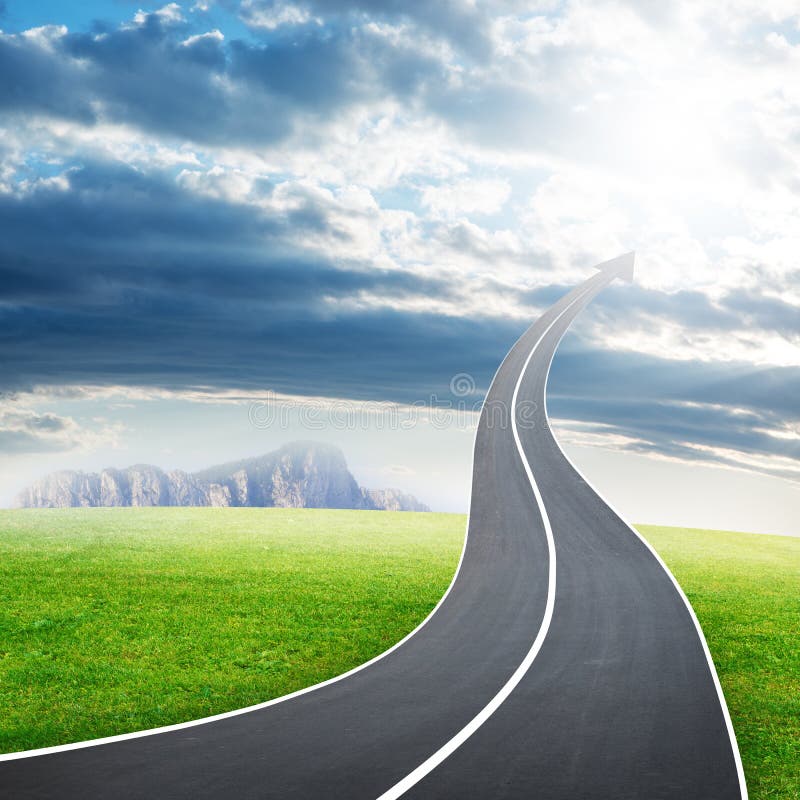 Highway Road Going Up As an Arrow in Sky Stock Illustration ...