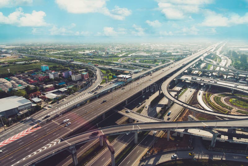 Highway Road Junction from Aerial View. Stock Photo - Image of asia ...