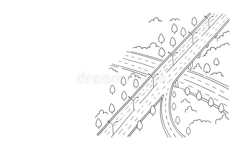 Highway Road Junction. Hand-Drawn Vector Sketch. Stock Vector ...