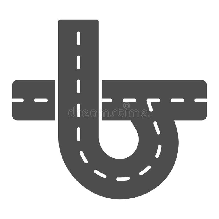 Highway Road Junction with One Turn Solid Icon, Learners Permit Concept. Vector Graphics Stock ...
