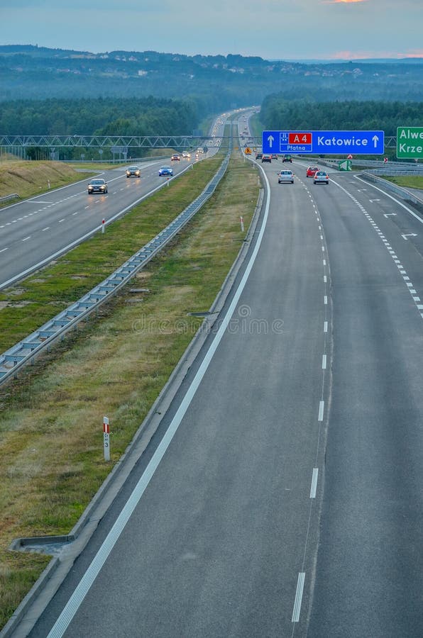 A4 Highway in Rudno, Poland. Editorial Stock Image - Image of lane ...