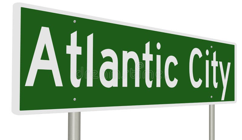 Highway Sign for Atlantic City Stock Illustration - Illustration of ...