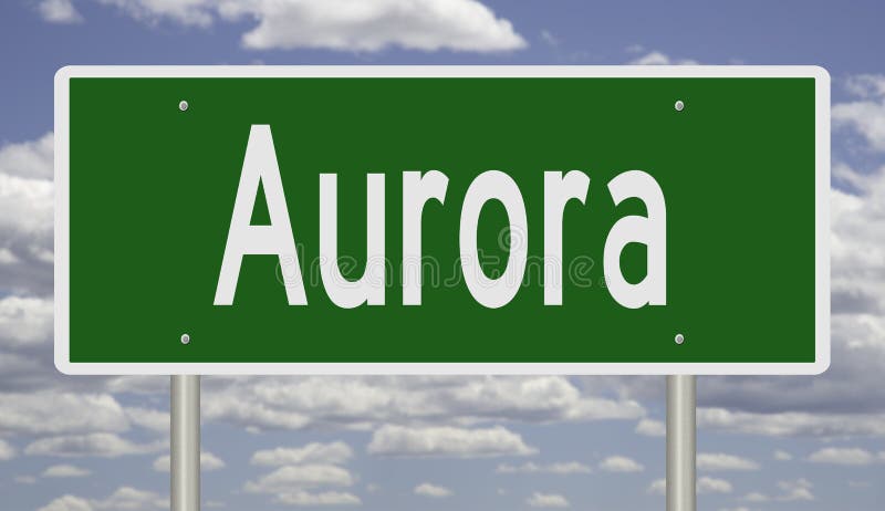 Highway Sign for Aurora Illinois Stock Illustration - Illustration of ...