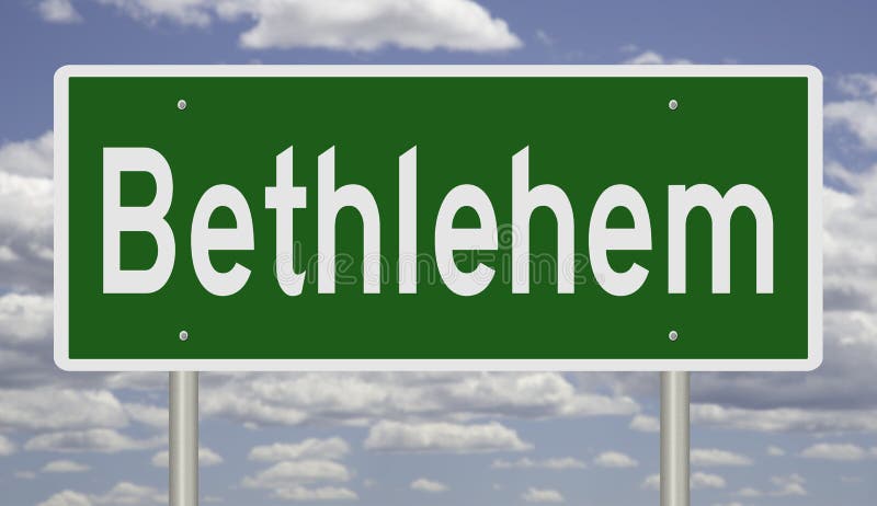 Highway sign for Bethlehem stock illustration. Illustration of holy ...
