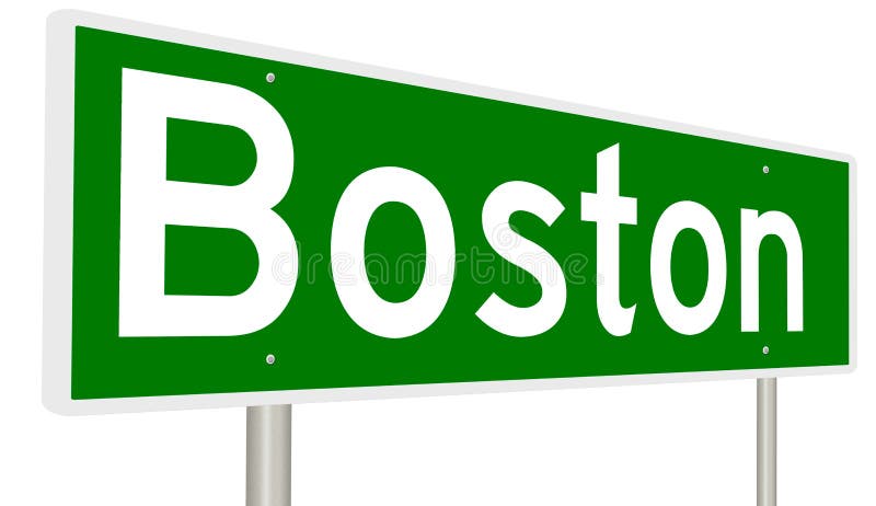 Highway Sign for Boston Massachusetts Stock Illustration - Illustration ...