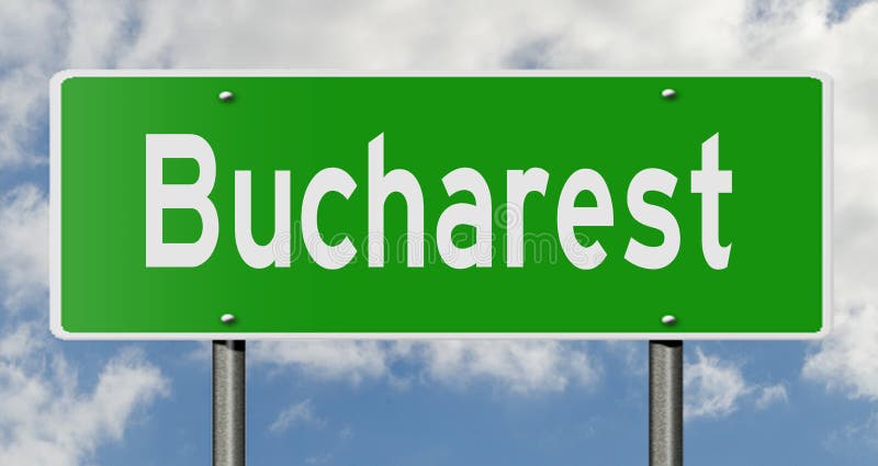 Highway Sign for Bucharest Romania Stock Illustration - Illustration of ...