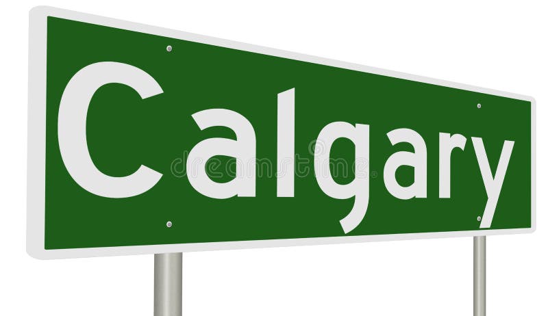 Highway Sign for Calgary Alberta Stock Illustration - Illustration of ...