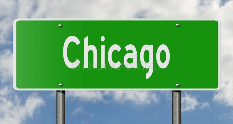 Highway sign for Chicago stock illustration. Illustration of midwest ...