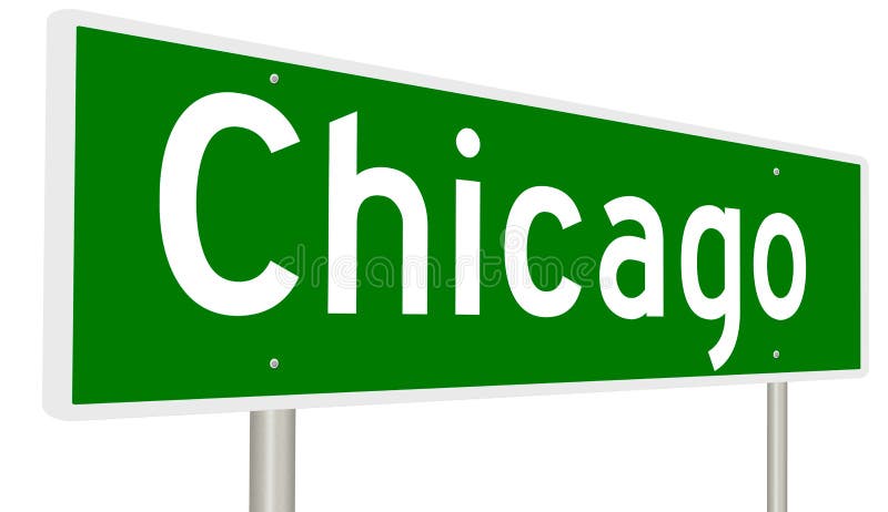 Highway Sign for Chicago Illinois Stock Illustration - Illustration of ...